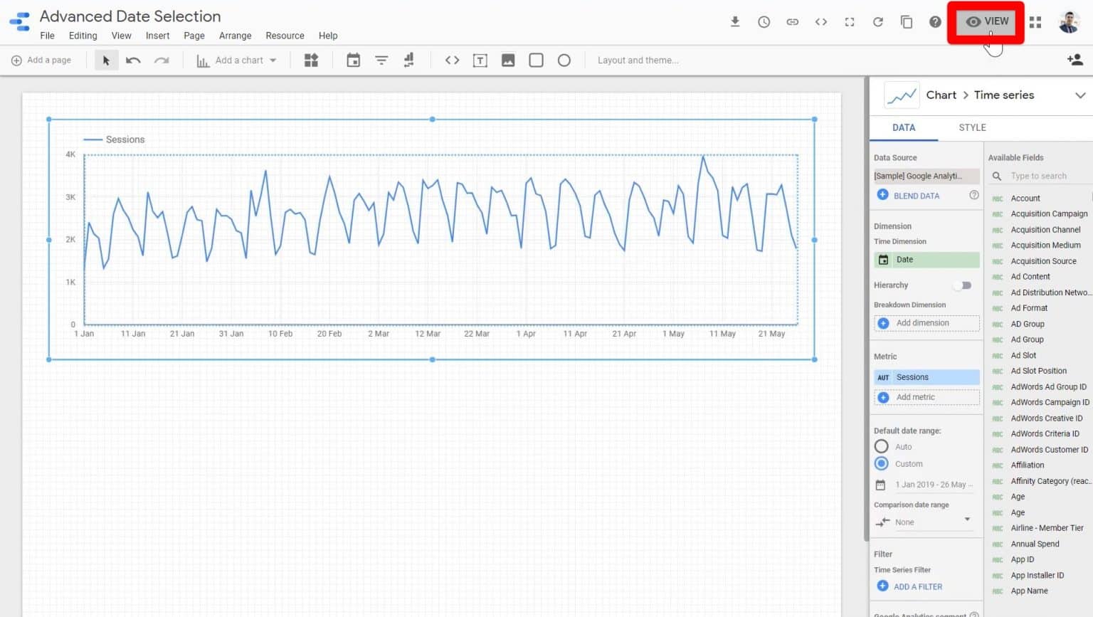 Using the Advanced Date Filters in Google Data Studio