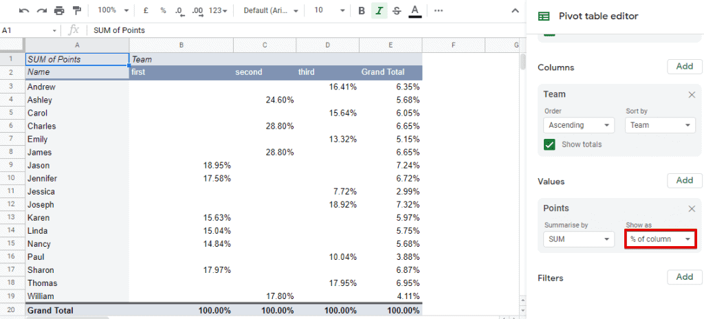 How To Group Percentage Range In Pivot Table Google Sheets 