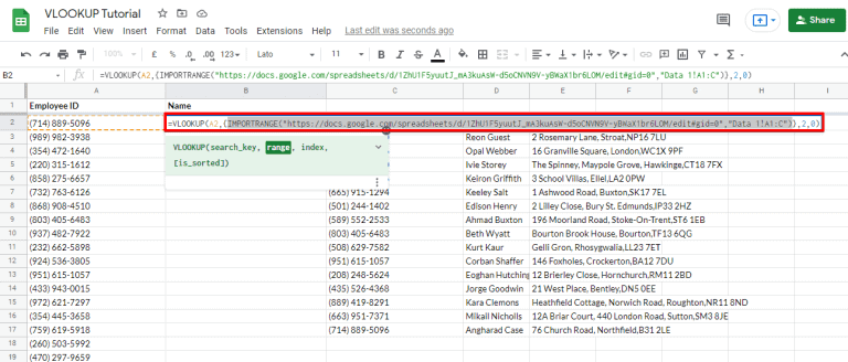 How to use VLOOKUP in Google Sheets from Another Tab and Spreadsheet