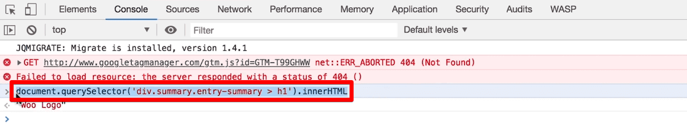 Scraping Data with Chrome Developer Tools and GTM